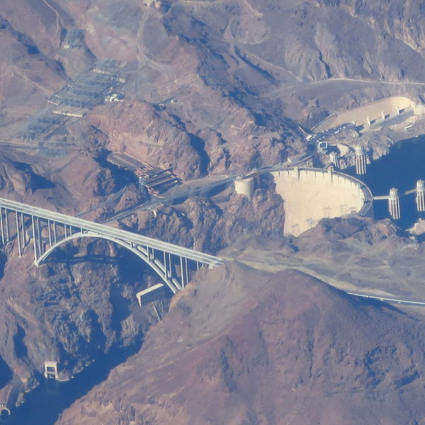 Hoover Dam from the Air: From the airplane, leaving Las Vegas, headed ...