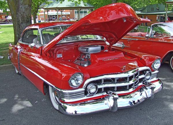 Old red Cadillac: Another one from the small town car show.