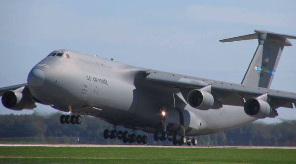 C-5 Cargo plane taking off at Dover AFB: This photo was taken at Dover ...