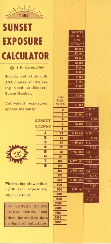 Sunset Exposure Calculator: Just like the Nighttime Exposure Calculator ...