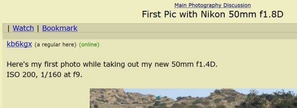 First Pic with Nikon 50mm f1.8D: Here's my first photo while taking out ...