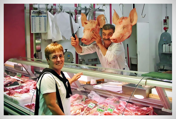 Mounted Carabineri & Funny butcher, Florence (IT): - Two mounted ...