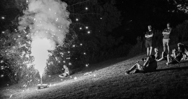 Enjoying the backyard fireworks: From our family festivities...