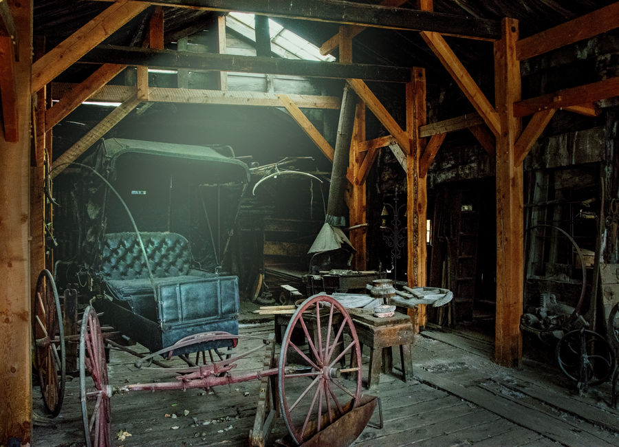 Carriage repair: An old carriage repair and blacksmithing operation in ...