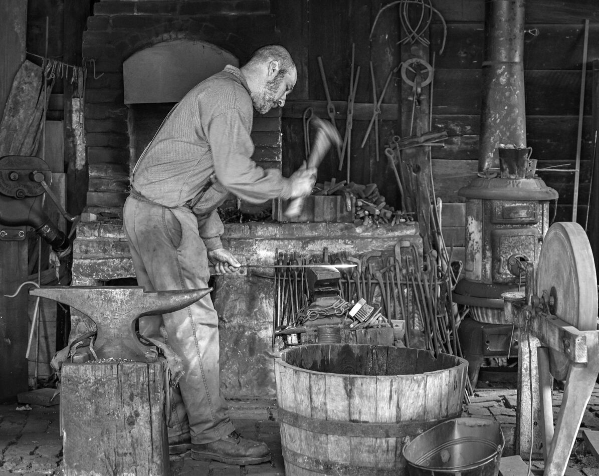 The blacksmith: Meadowcroft Village...
