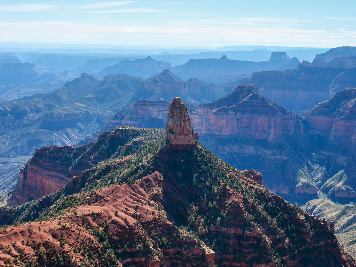 Mount Hayden, Point Imperial - Grand Canyon N.P. North Rim: On a hazy ...