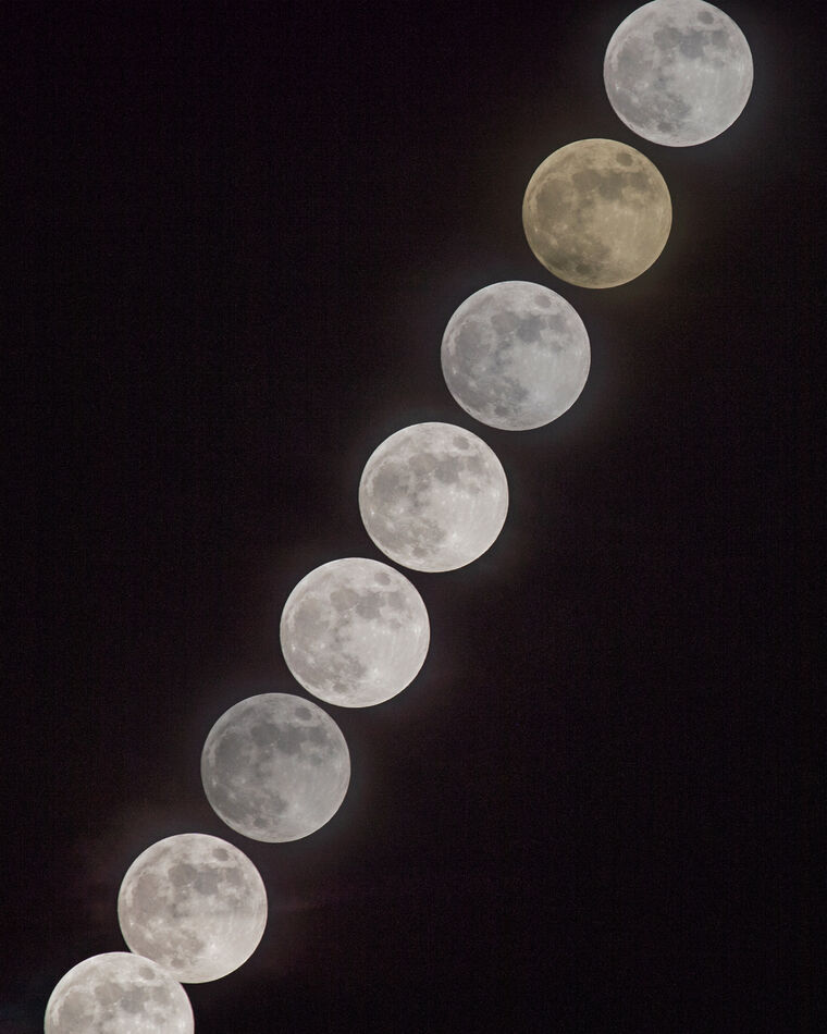 Moon Trail: Moon raising in Arizona. From a series of shots for a time ...