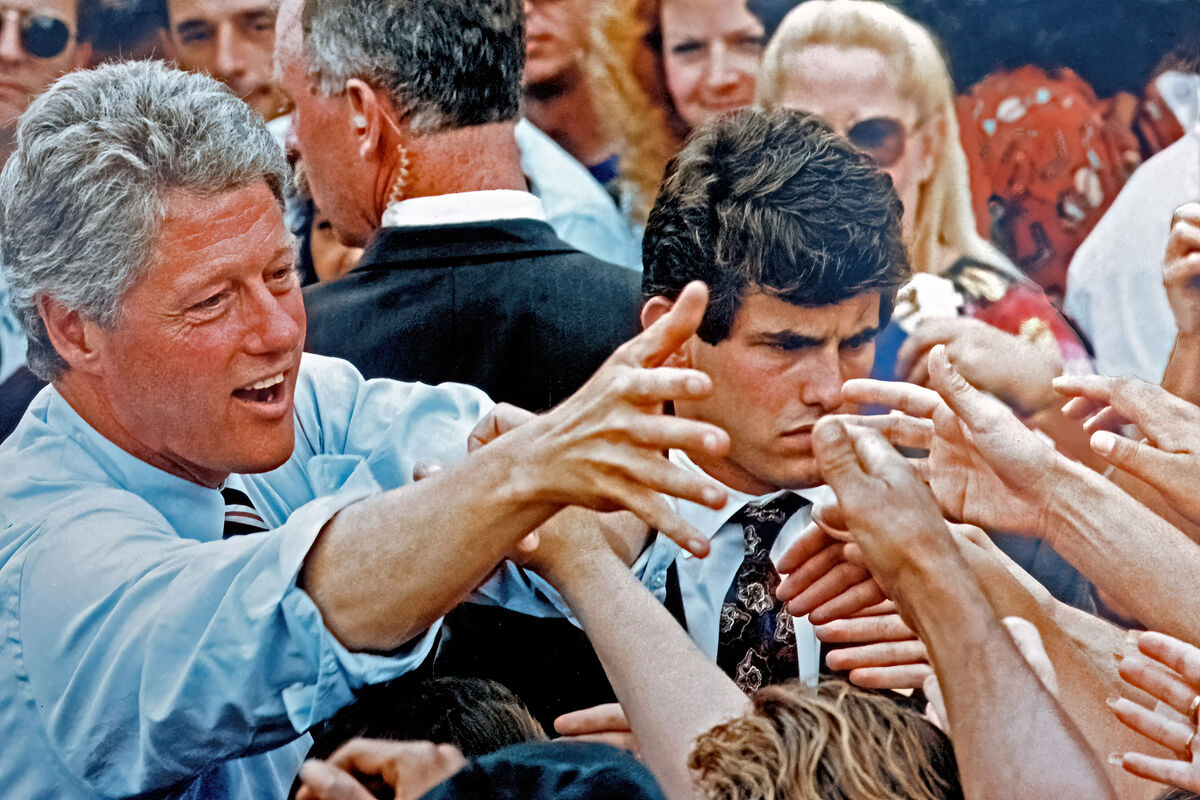 Presidential Campaign 1992: Bill Clinton works the crowd in Denver at a ...