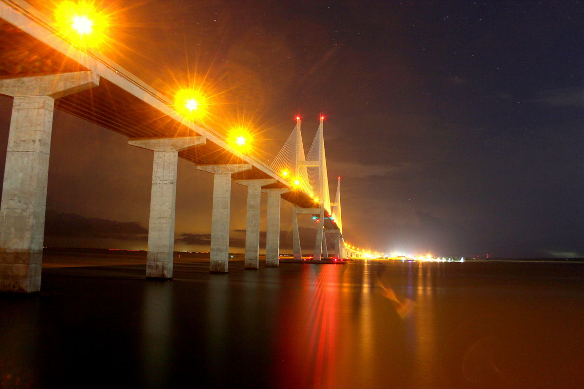 Bridge at night: Sidney Lanier Bridge at night, Brunswick, Ga.