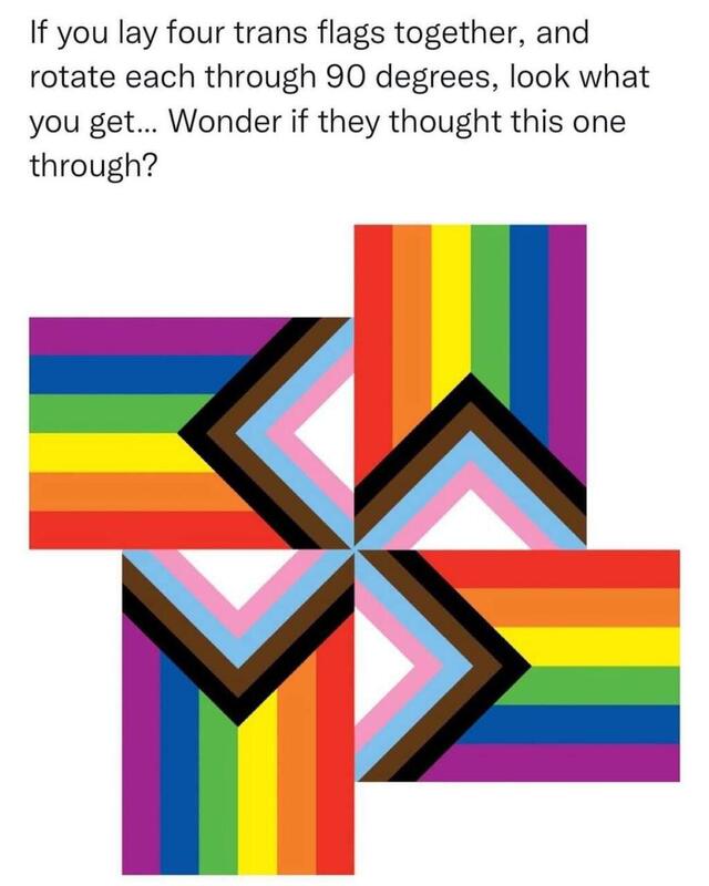 Trans Flag: Take 4 of them, rotate each one 90 degrees and combine ...