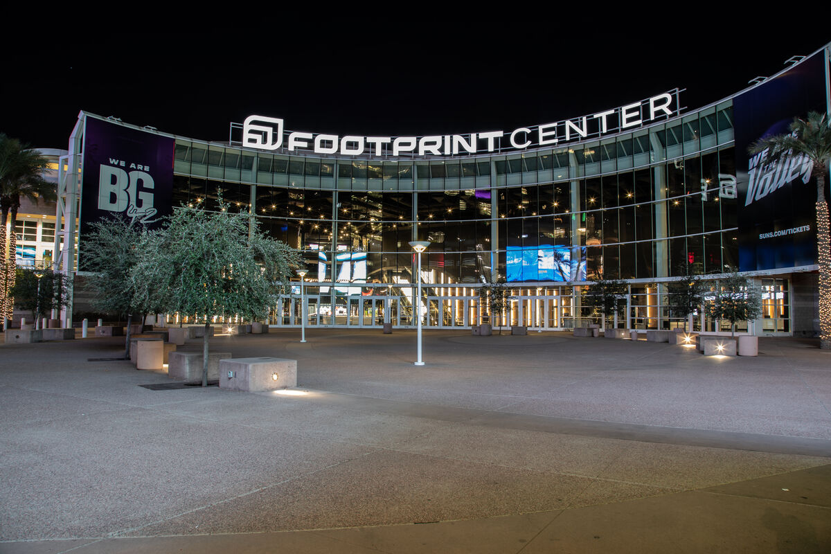 Downtown Phoenix, Arizona Stadiums at night: Footprint center, home of ...