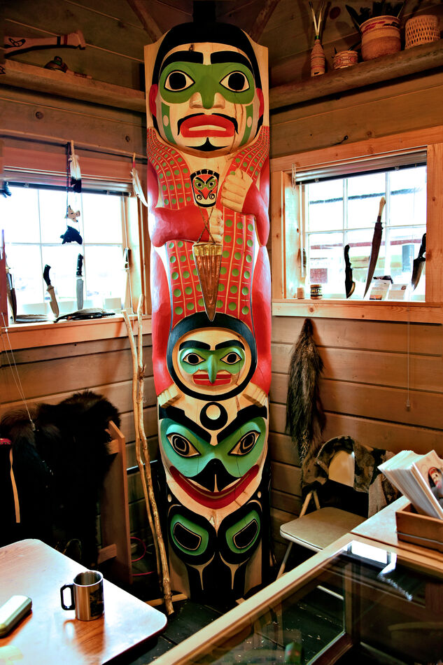 The New Totem: A shop in Alaska displays these colorful newly carved ...