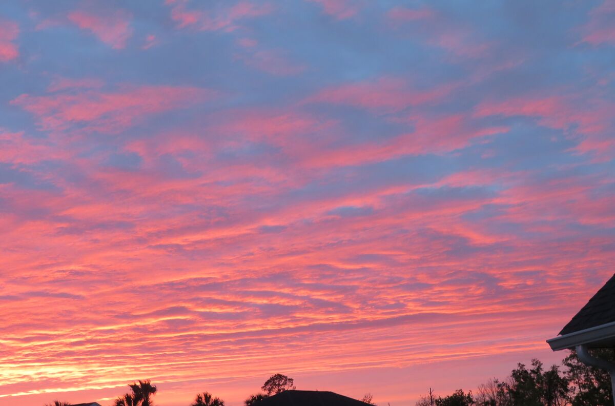 Sunset: Four different shots of same day's sunset from our front porch.