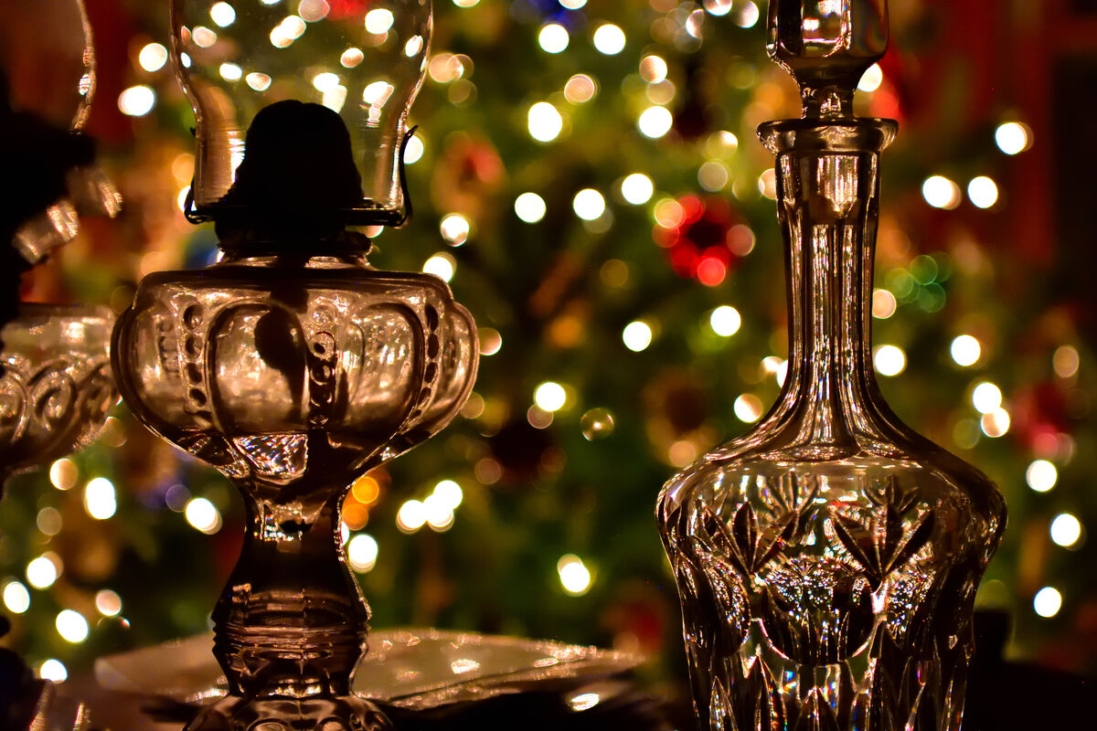 One of my Christmas trees, sort of. The background is a real tree ...