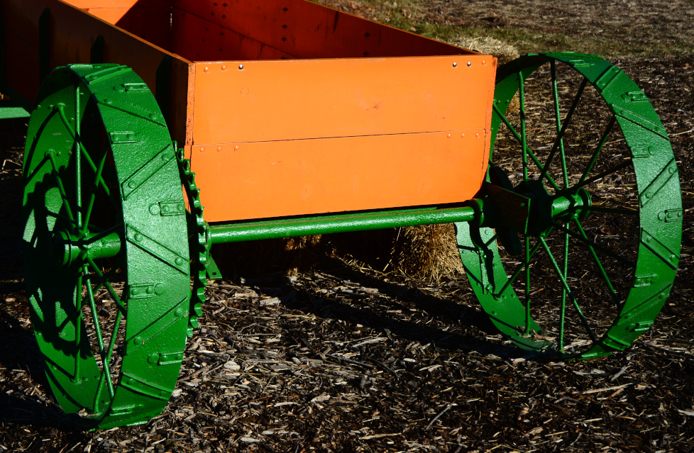 A group of beautifully colored farm implements: They probably never ...