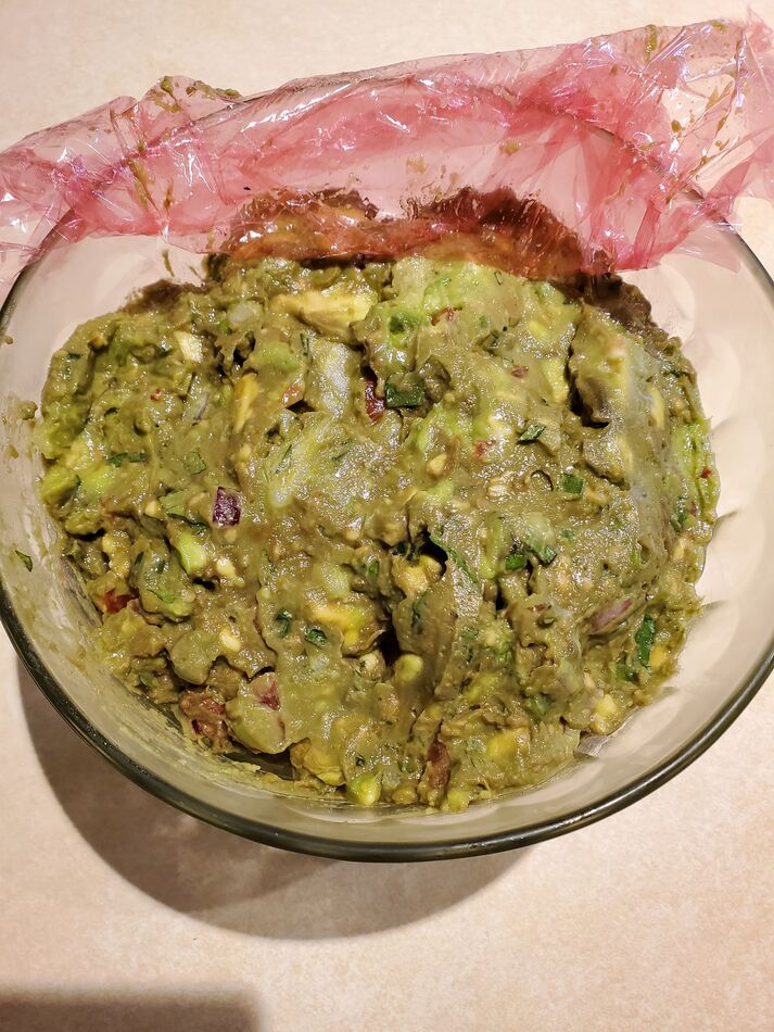 Fresh guac (about an hour old, actually): My company's end-of-year pot ...