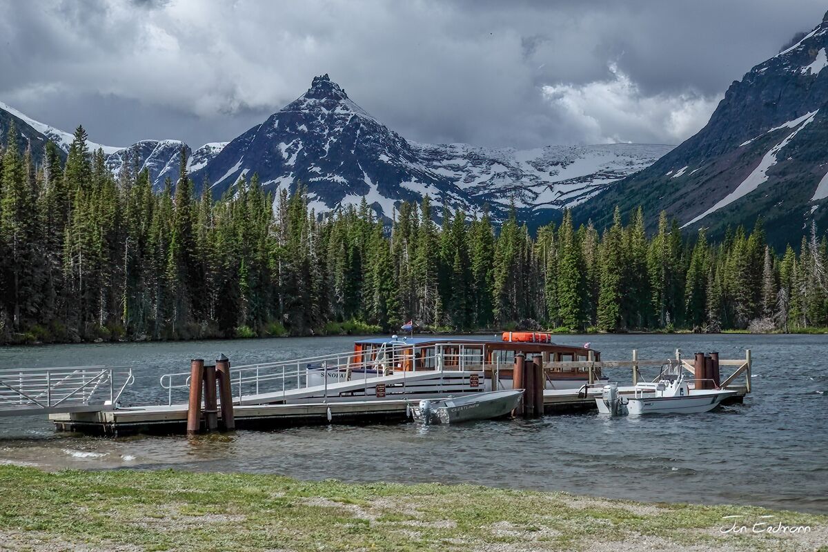 Two Medicine boat dock: The Sinopah is docked, the lake a bit rough ...
