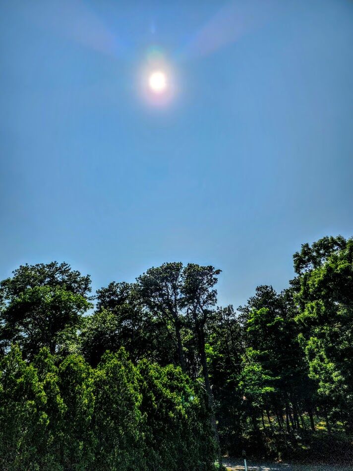 Sun High: . High in the sky with no visible means of support.