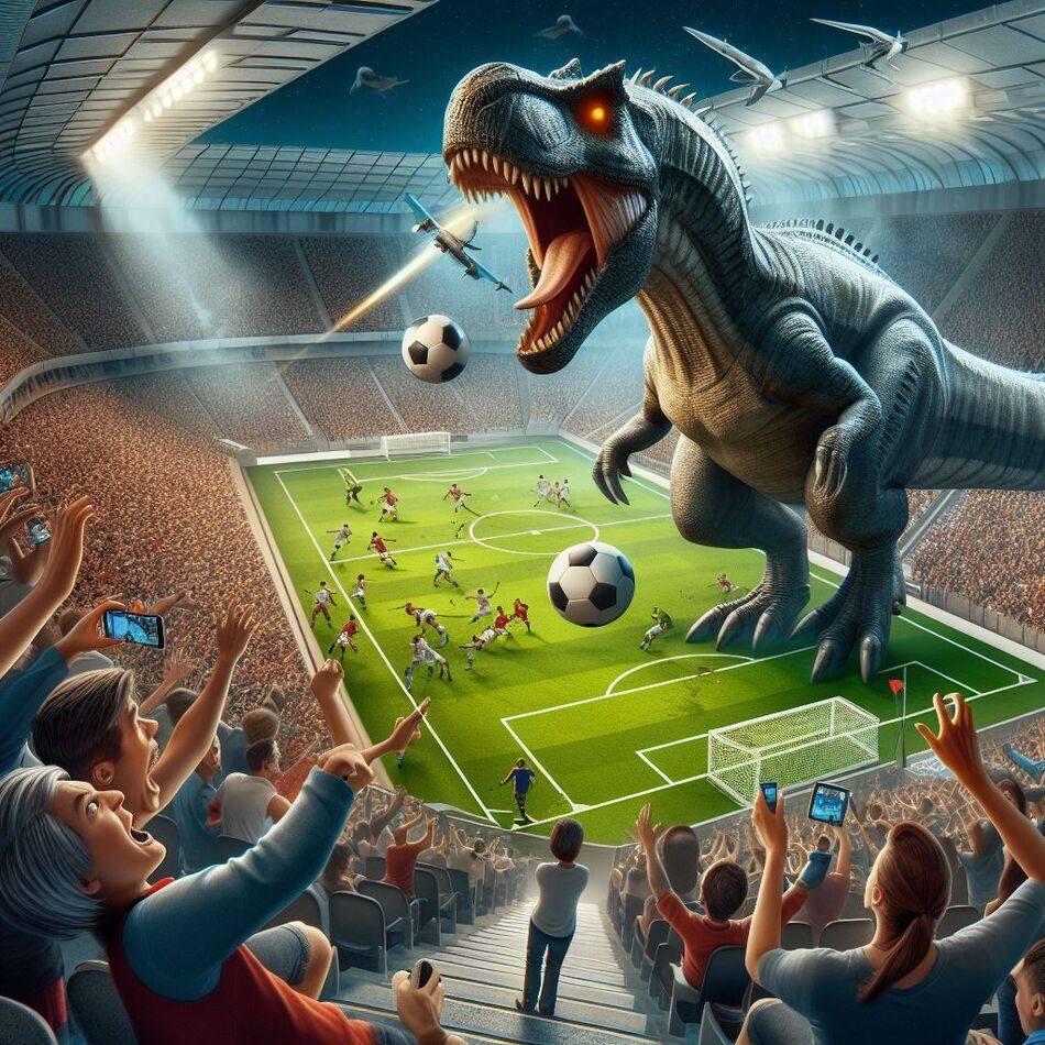 DinoSoccer: This dinosaur just loves to participate in soccer games ...