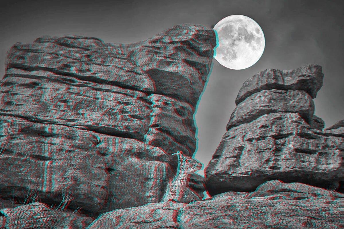 3D - Blending in: You will need a pair of anaglyphic glasses to veiw it ...