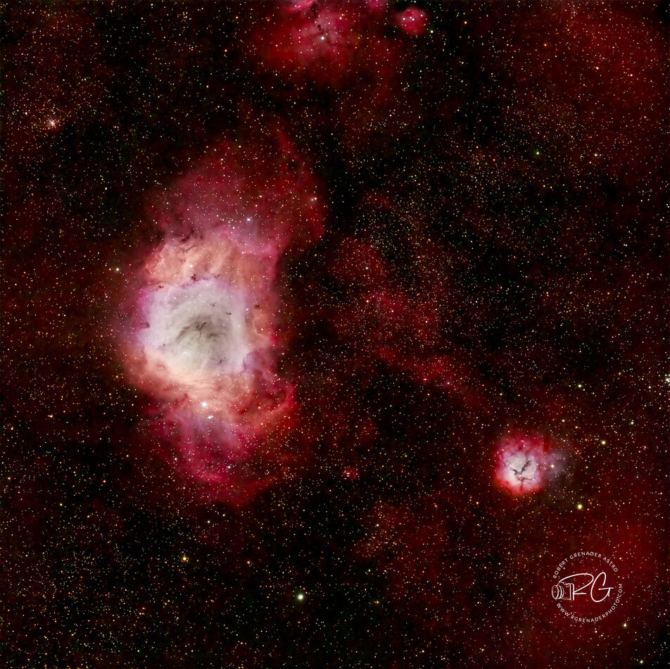 Messier 8 & Messier 20: Messier 8 The Lagoon Nebula (left object) and ...