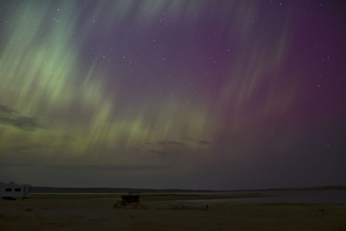 Northern Lights over Tiber Reservoir: Went fishing for a few days over ...