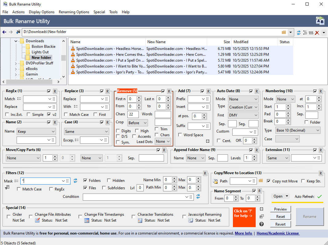 Bulk Rename Utility - Help: I want to remove 22 characters from the ...