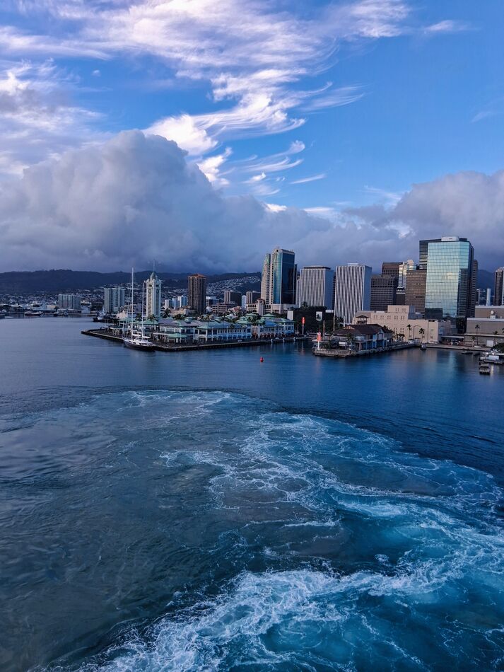 Departing Honolulu Harbor: Wife and I took a summer vacation in 2025 ...
