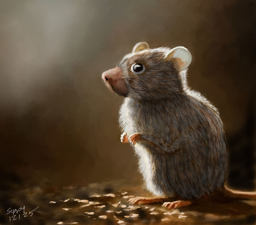 Digital Painting - EEK, A Mouse..! Snow and spitting snow today...so ...