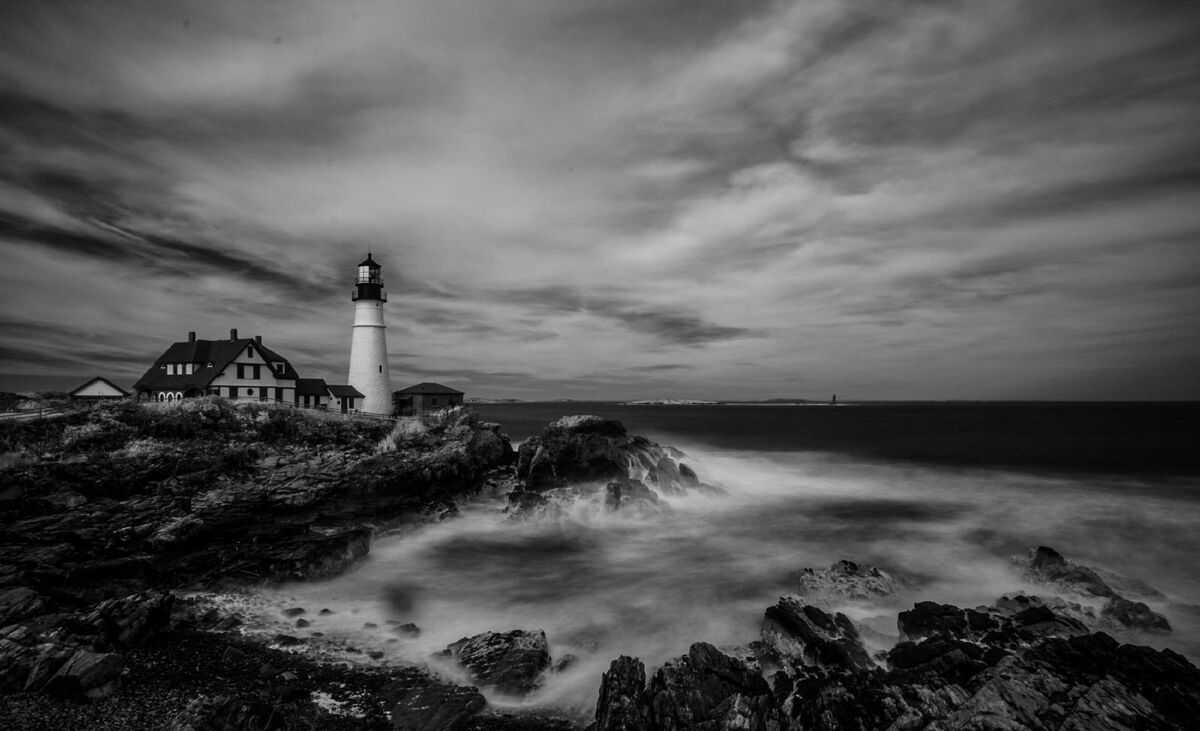 Maine lighthouses: a collection of lighthouses in color and black & white. The color images were ...