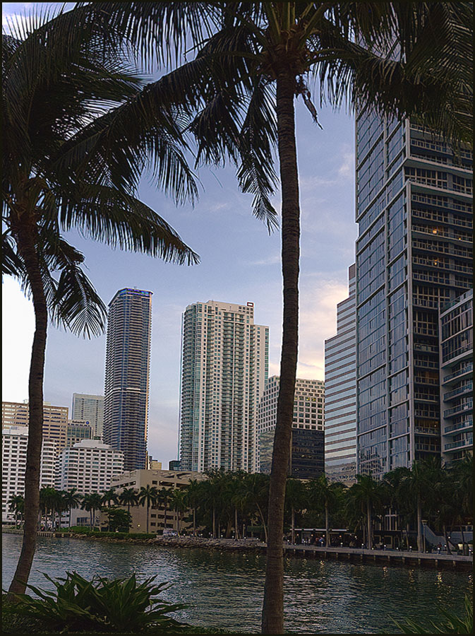The evening comes to Brickell Key: Brickell Key is a man-made island ...