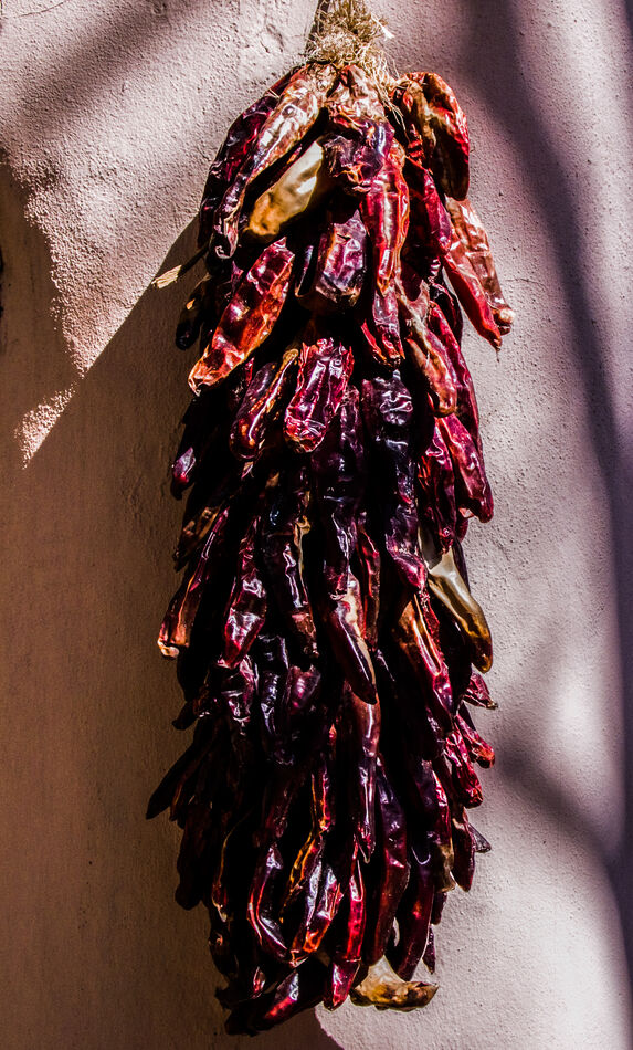 chili ristras Santa Fe NM: These strings of red chili peppers are ...