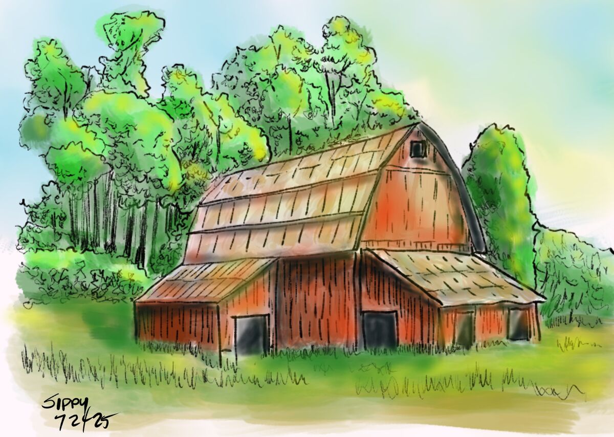 Barn Scene -Digital Painting: Painting farms and barns is a 'go back ...