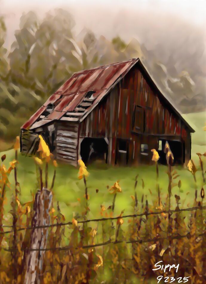 Digital Painting - Barn Scene: The forecast today is a 100% chance for ...