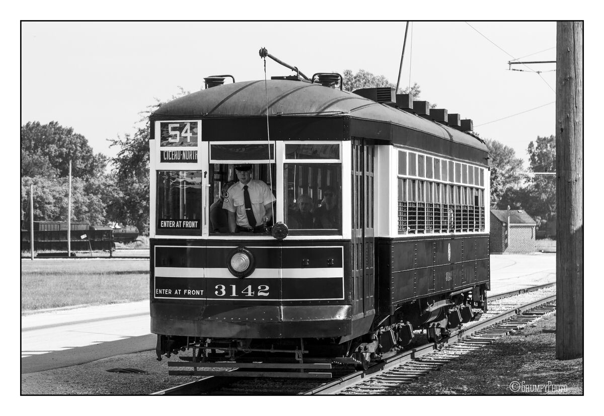 Shay No 5 Illinois Railroad Museum and a street car: Some more B/W ...