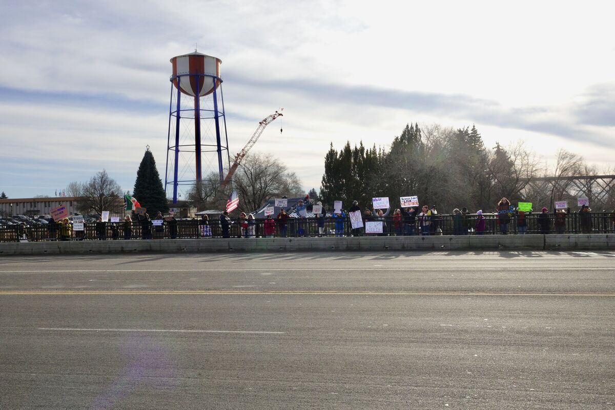 Protestors in Idaho Falls: While wandering in the Snake River Greenbelt ...